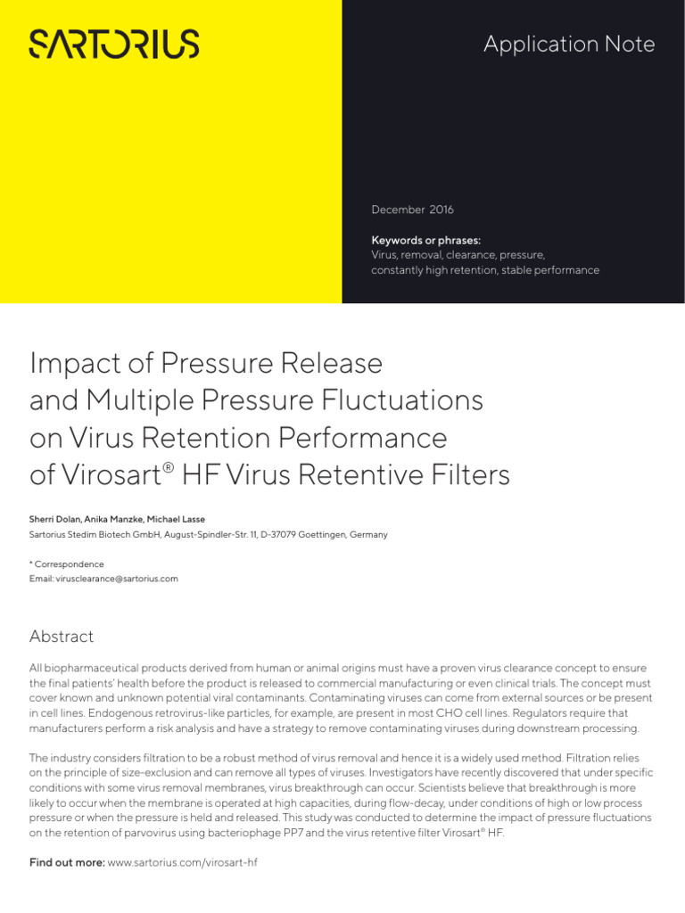 Appl Virosart HF Spk4112 e Data | PDF | Virus | Filtration