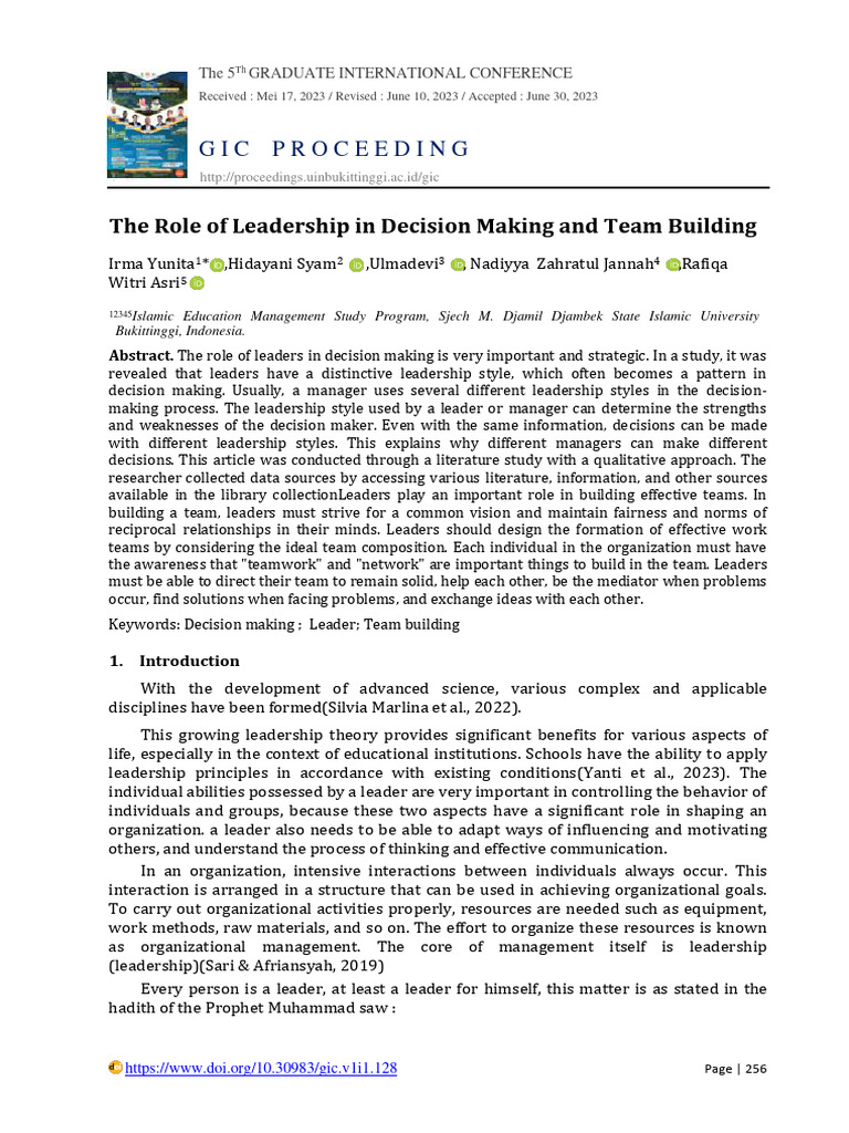 The_Role_of_Leadership_in_Decision_Making_and_Team | PDF | Leadership ...