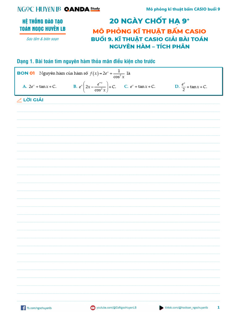 (Ngọc Huyền LB) Mô Phỏng Kĩ Thuật Bấm CASIO Giải Toán VD-VDC Buổi 9. Kĩ Thuật CASIO Giải BT ...