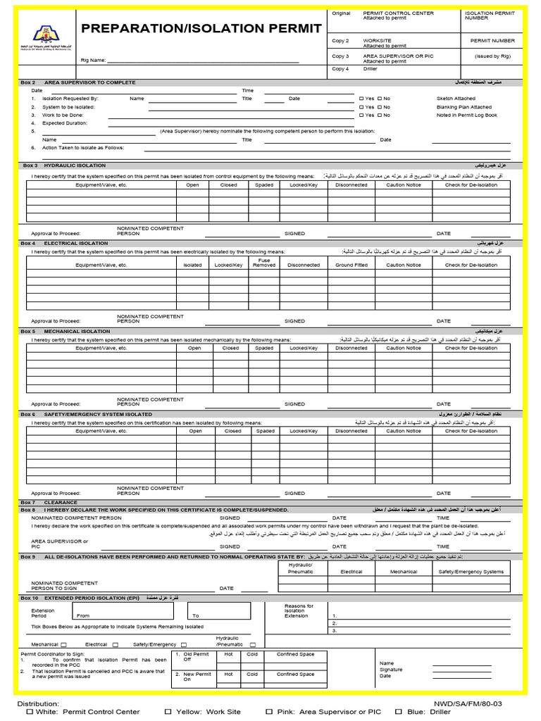 Preparation Isolation Permit | PDF