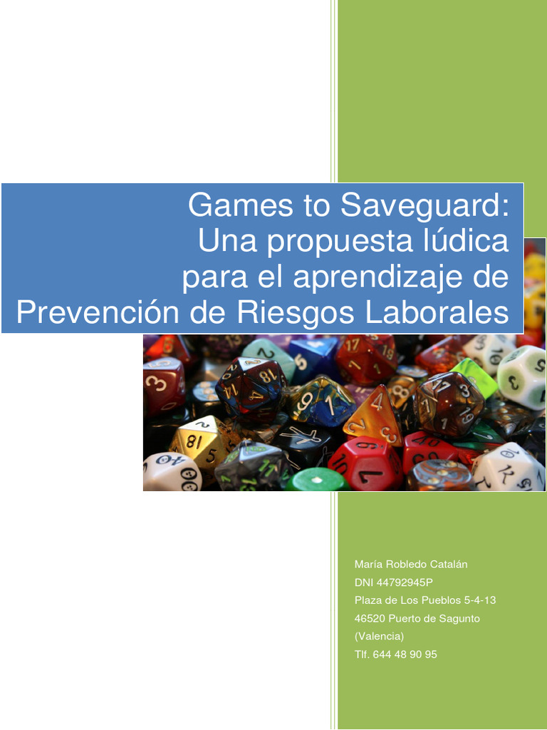 Games To Saveguard (Una Propuesta Lúdica para El Aprendizaje de PRL) | PDF