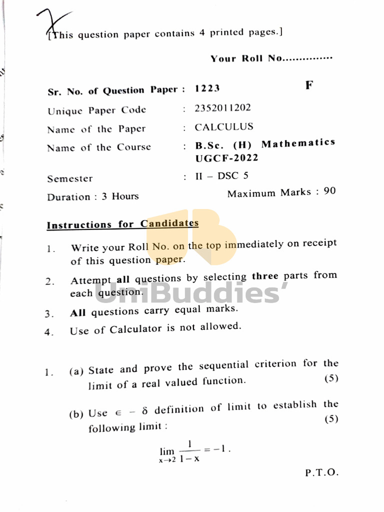 Calculus Nep Pyq BSC Maths Sem 2 | PDF