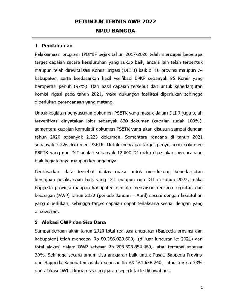 Juknis AWP 2022 BANGDA Edit 12 - 03 - 2021 | PDF