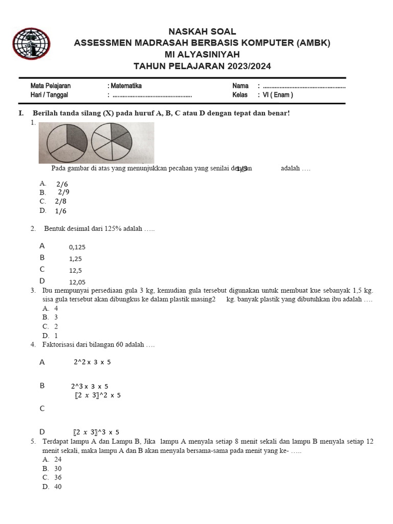 Soal Ambk MTK 24 | PDF