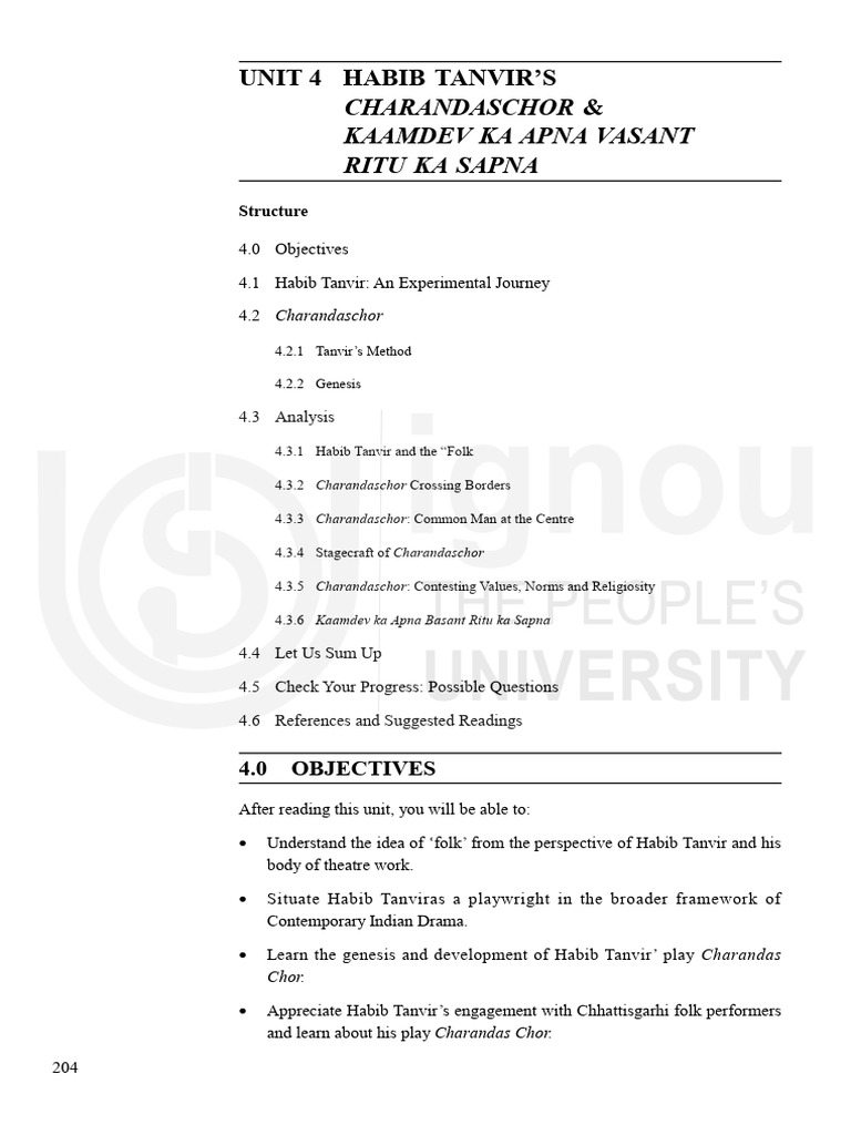 Habib Tanvir's Charandaschor Analysis | PDF