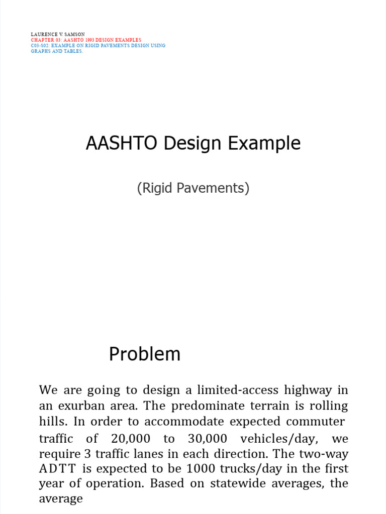 AASHTO Design Example: (Rigid Pavements) | PDF | Young's Modulus | Concrete