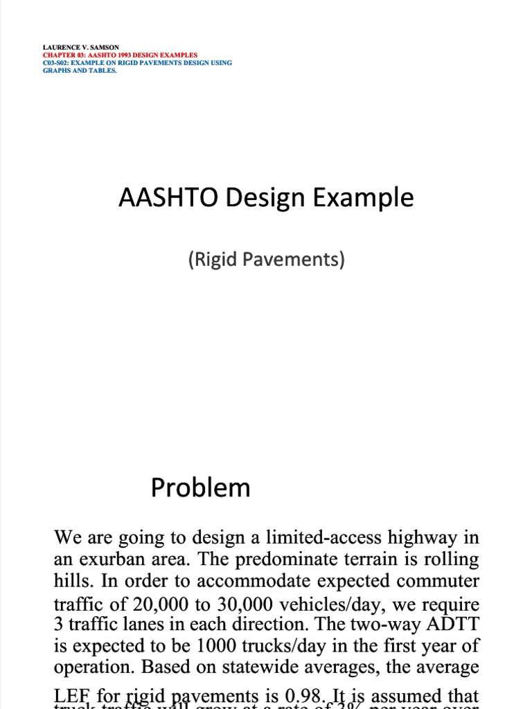 AASHTO Design Example AASHTO Design Example: (Rigid Pavements) | PDF ...