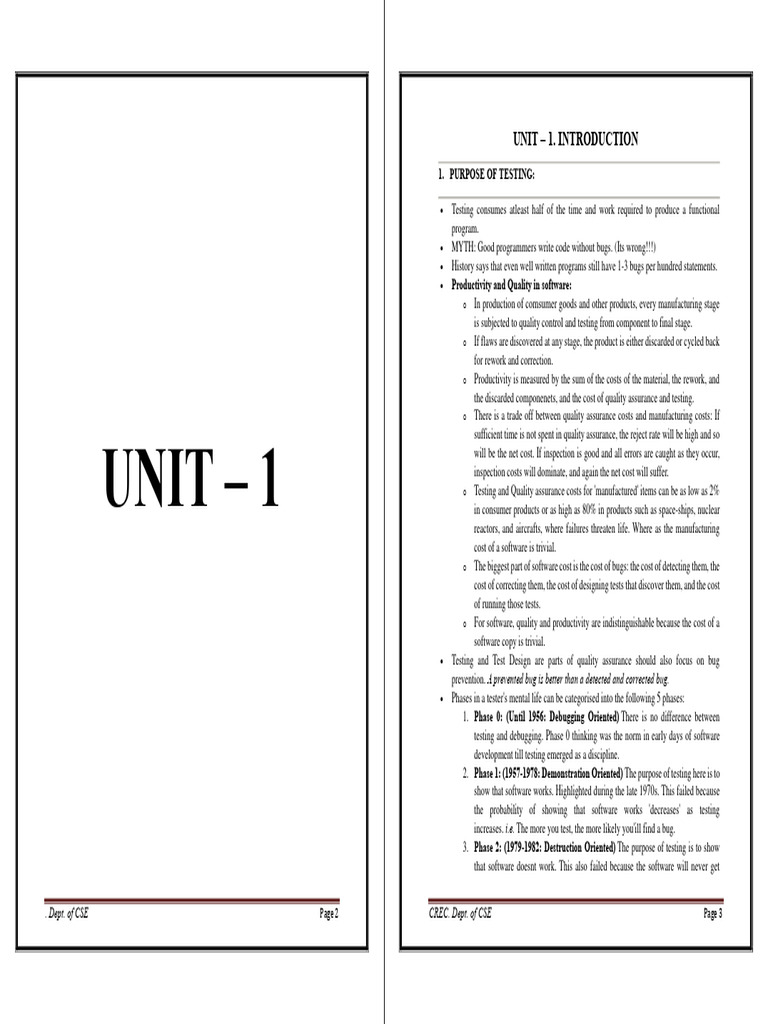 STM Unit - I | PDF | Software Testing | Software Bug