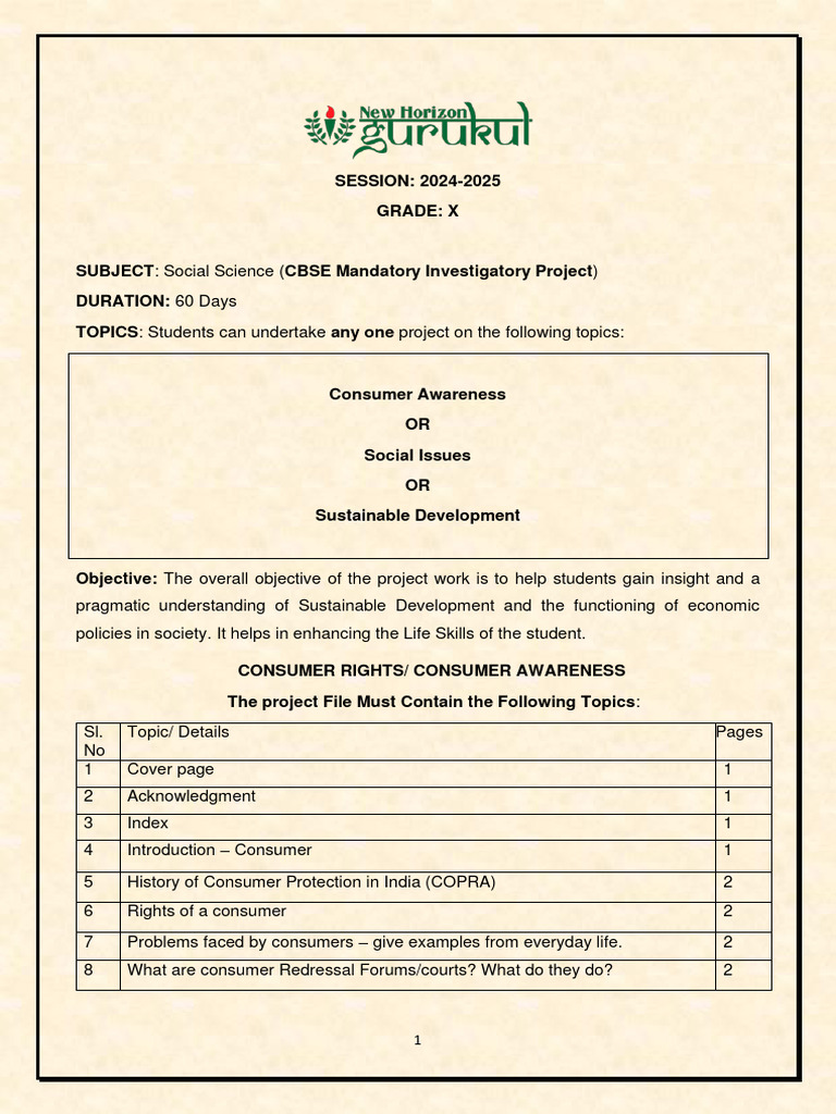 Grade X - CBSE Mandatory Project | PDF | Sustainable Development ...