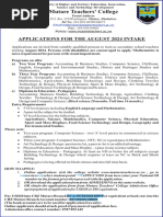 Madziwa Teachers College 2025 Intake Details | PDF