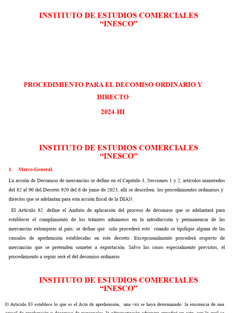 Procedimiento para El Decomiso Ordinario y Directo | PDF | Justicia ...