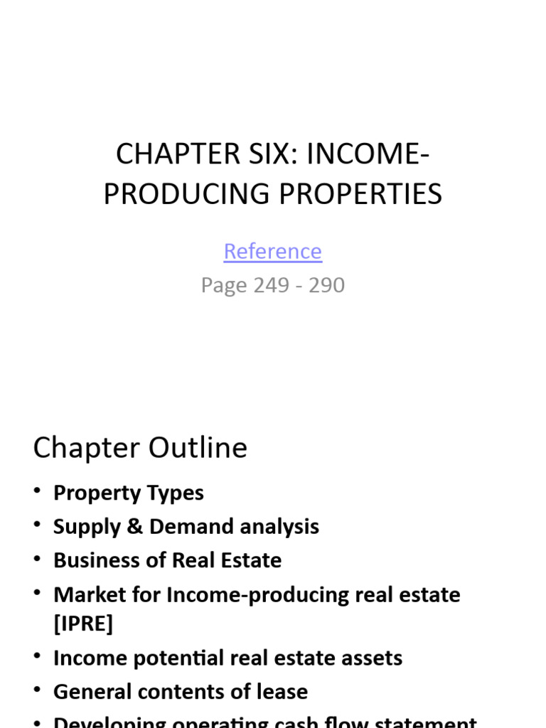 Chapter Six - Income Producing Properties | PDF | Renting | Lease