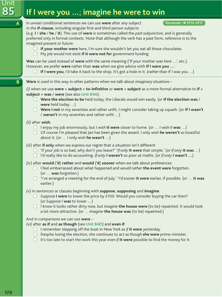 85 If I Were You Imagine He Were To Win | PDF | Linguistics | Grammar