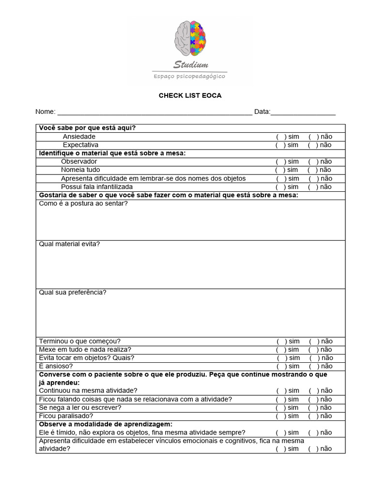 Check List Eoca | PDF | Artes Linguísticas e Disciplina | Autoajuda