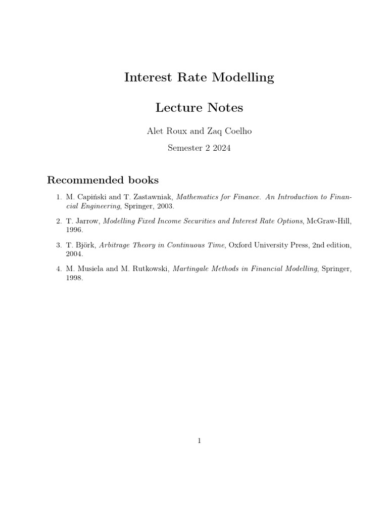 Interest Rate Notes 2024 | PDF | Bonds (Finance) | Swap (Finance)