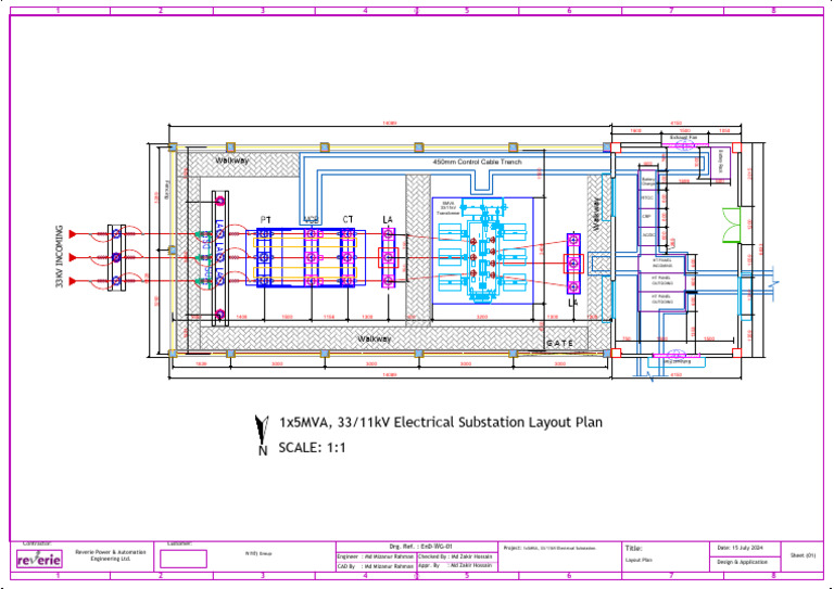 5MVA Electrical Substation Layout Plan-Sheet | PDF | Electric Power | Electrical Engineering