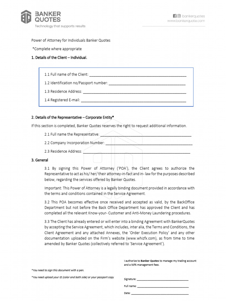 Lpoa Banker Quotes | PDF | Contract For Difference | Private Law