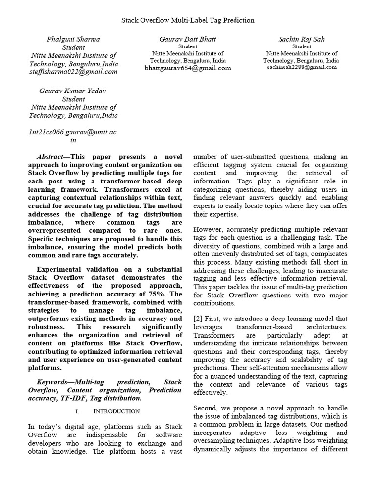 Stack Overflow Prediction Mode | PDF | Tag (Metadata) | Statistical ...
