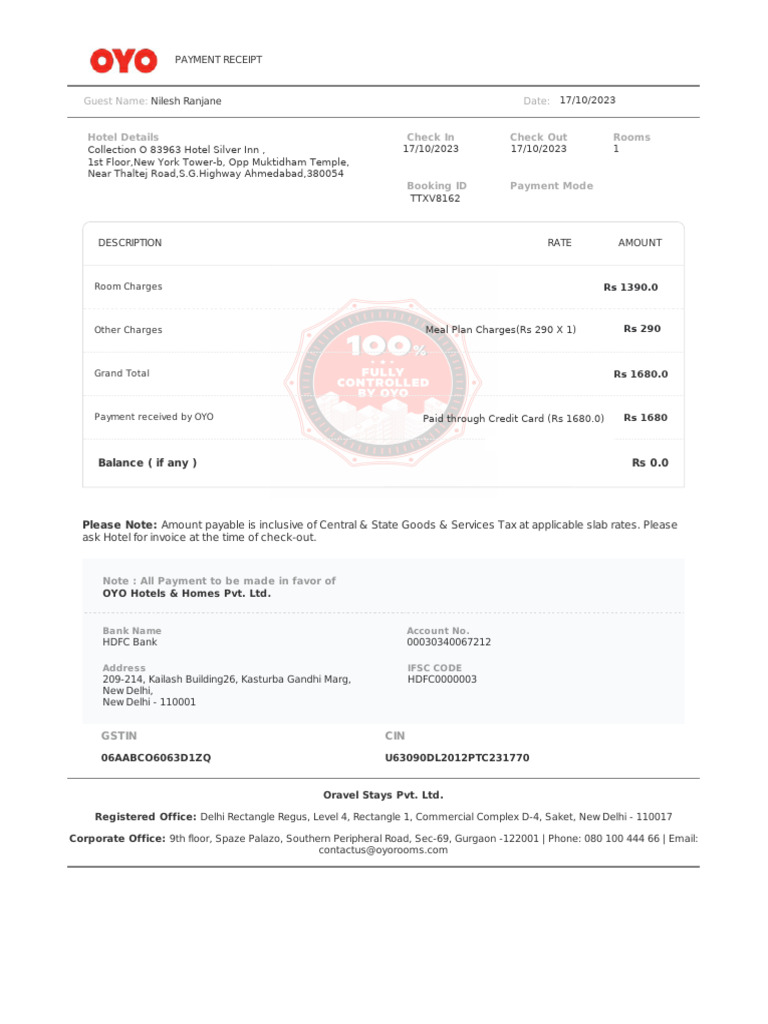 Oyo Bill and Redbus Bill | PDF | Money | Personal Finance