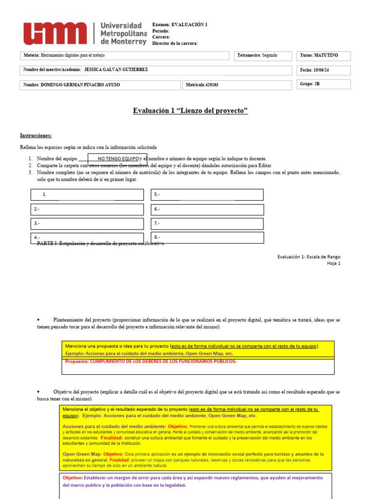 Lienzo del proyecto. Ev 1 | PDF | Corrupción política
