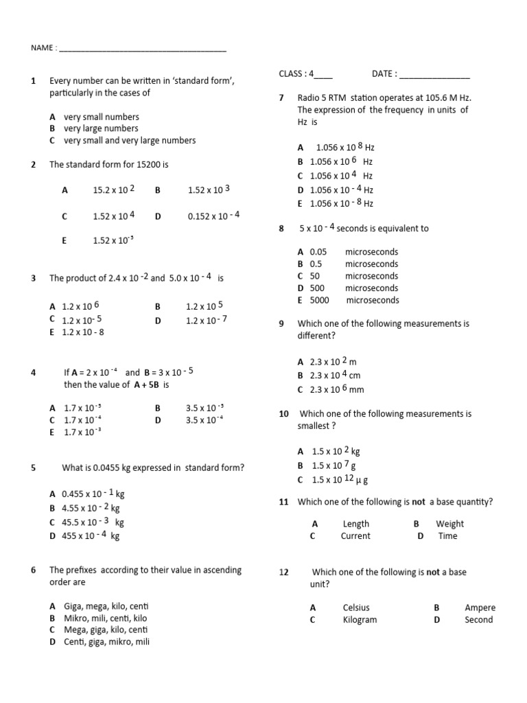 Ujian Bab 1 Form 4 Bi Pdf Kilogram Classical Mechanics