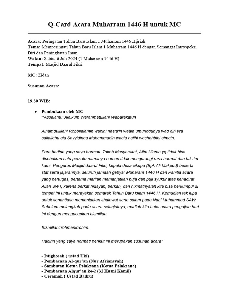 Qcard Untuk MC | PDF | Agama & Spiritualitas