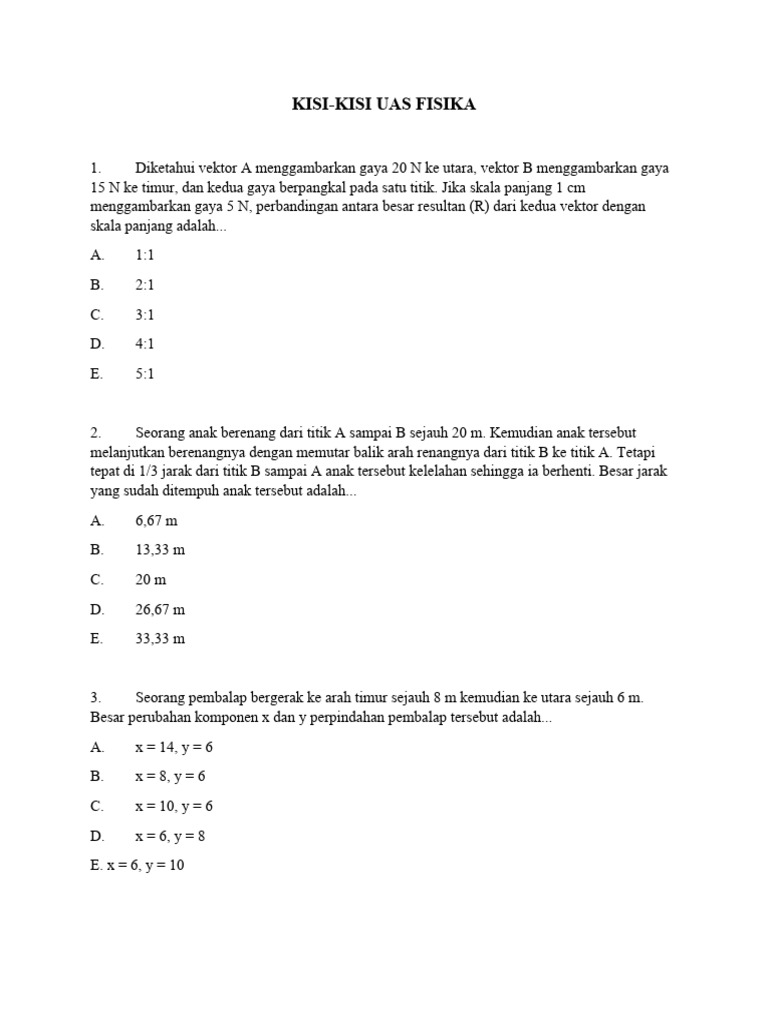 Kisi Fisika Uas | PDF | Sains & Matematika