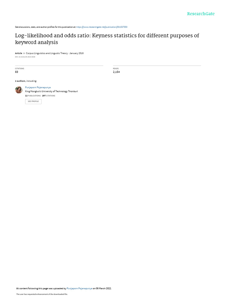 Log-Likelihood and Odds Ratio: Keyness Statistics For Different ...