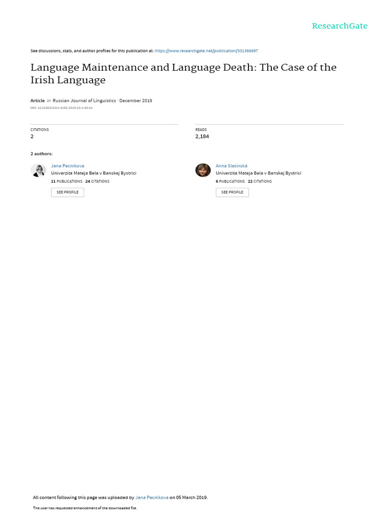 Irish Language Maintenance and Death | PDF | Irish Language | English ...