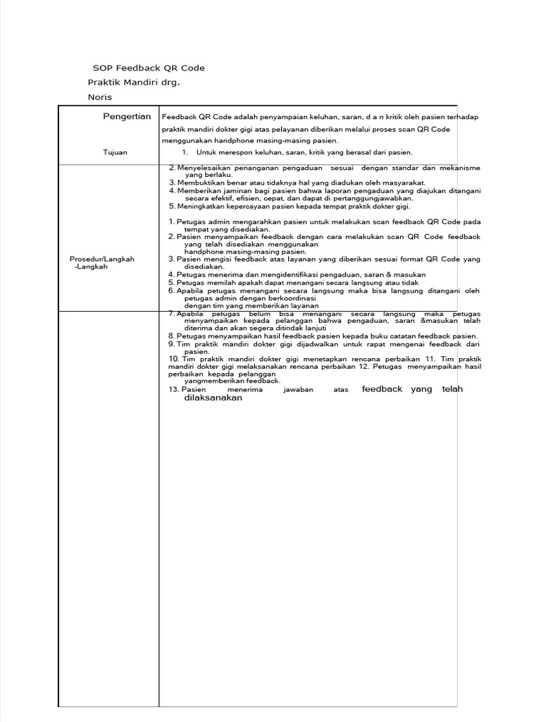 PDF Sop Feedback QR Code - Compress | PDF | Pengelolaan Keuangan & Uang | Teknologi & Rekayasa