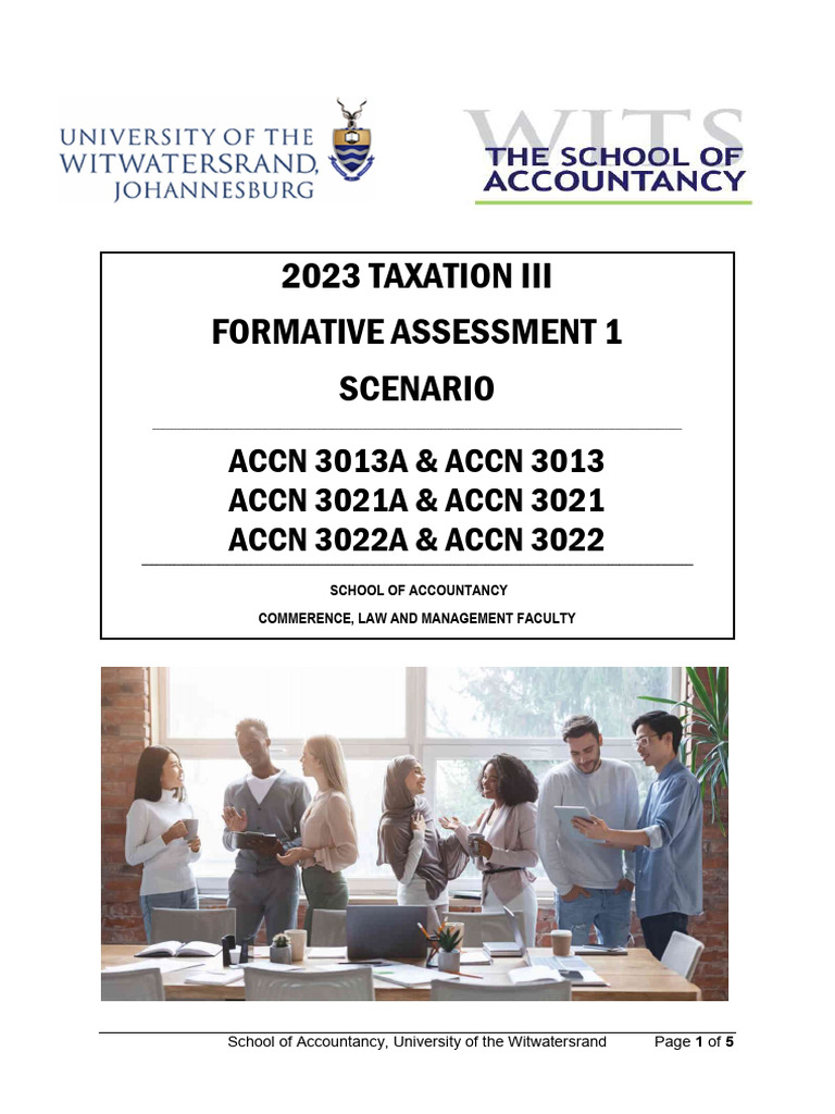 2023 Taxation III Formative Assessment 1 Main Scenario | PDF | Value ...