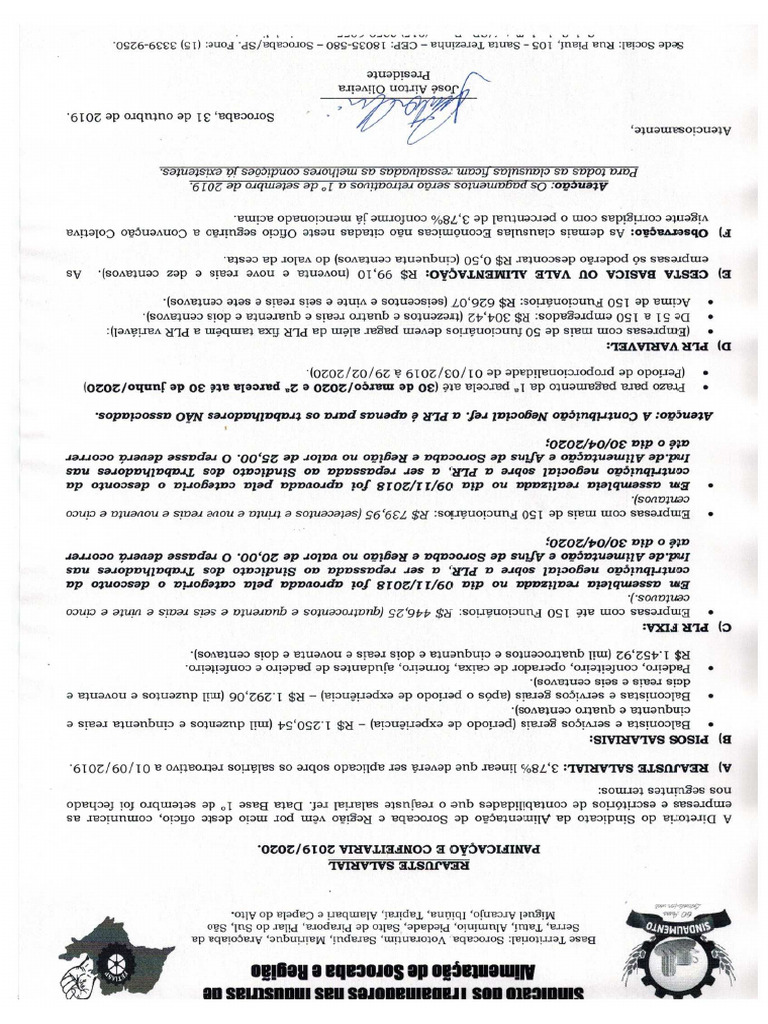 CCT PANIFICACAO 2019 2020 | PDF