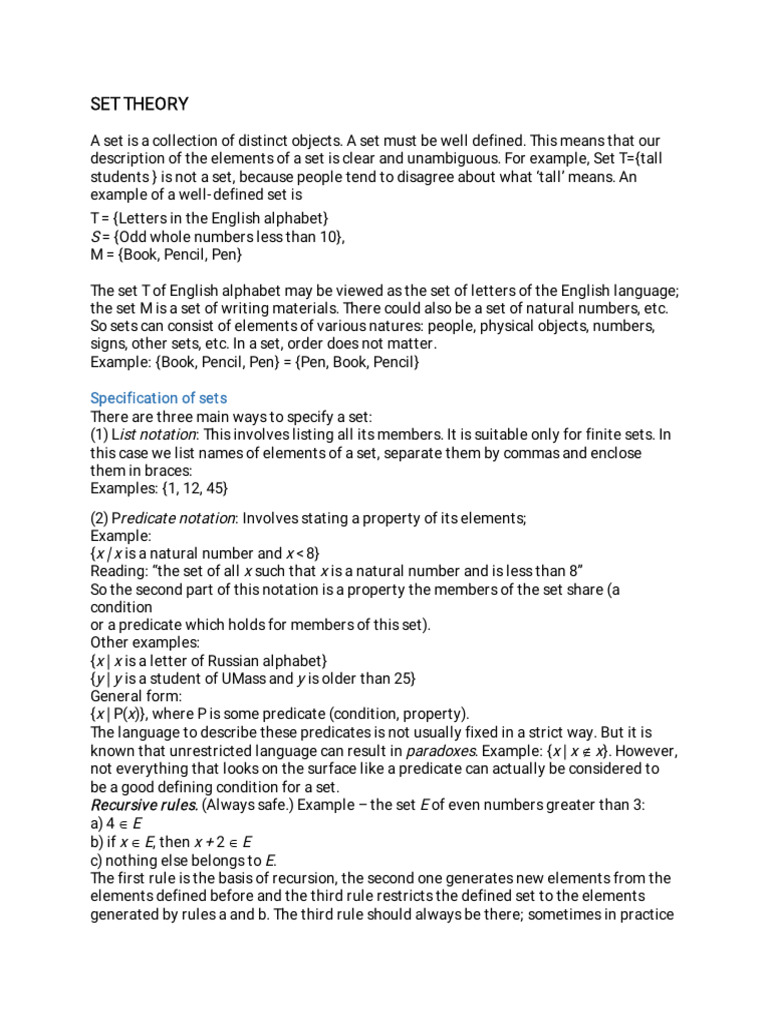 Set Theory And Sequence And Series 1 2 Pdf Writing Implements