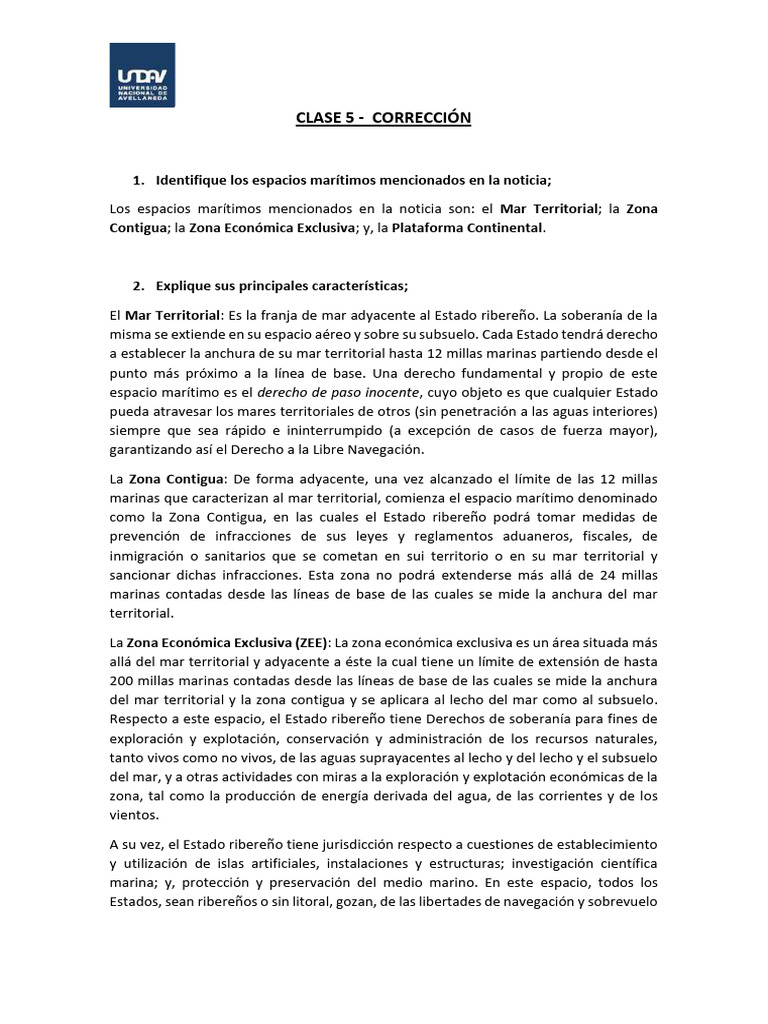 CLASE 5 CORRECCION (1) | PDF | Zona económica exclusiva | Aguas territoriales