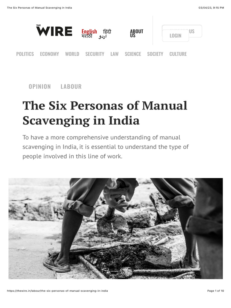 The Six Personas of Manual Scavenging in India | PDF | Sanitation ...