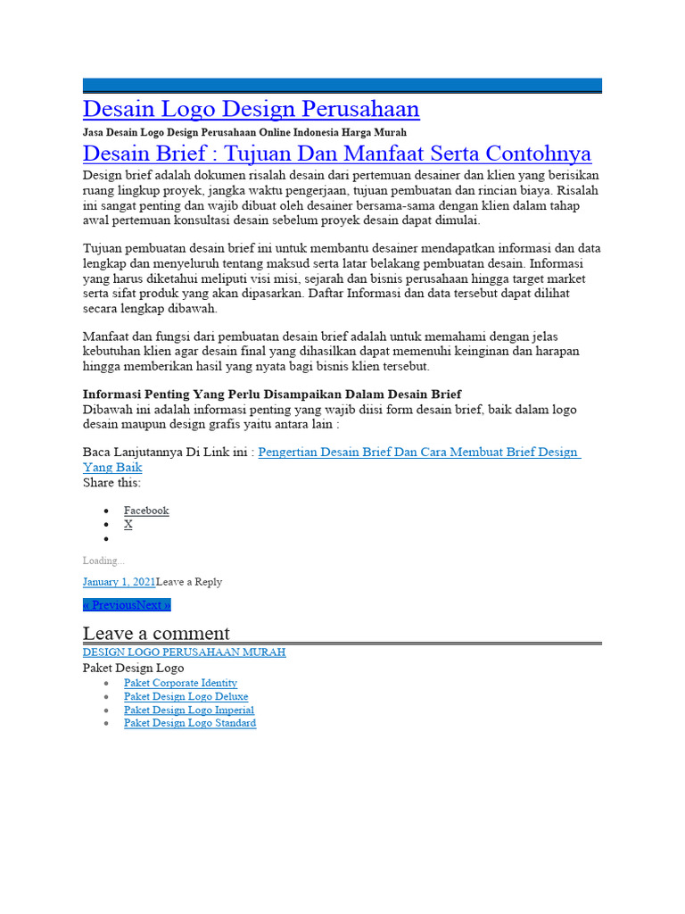 Desain Brief 1 | PDF | Bisnis