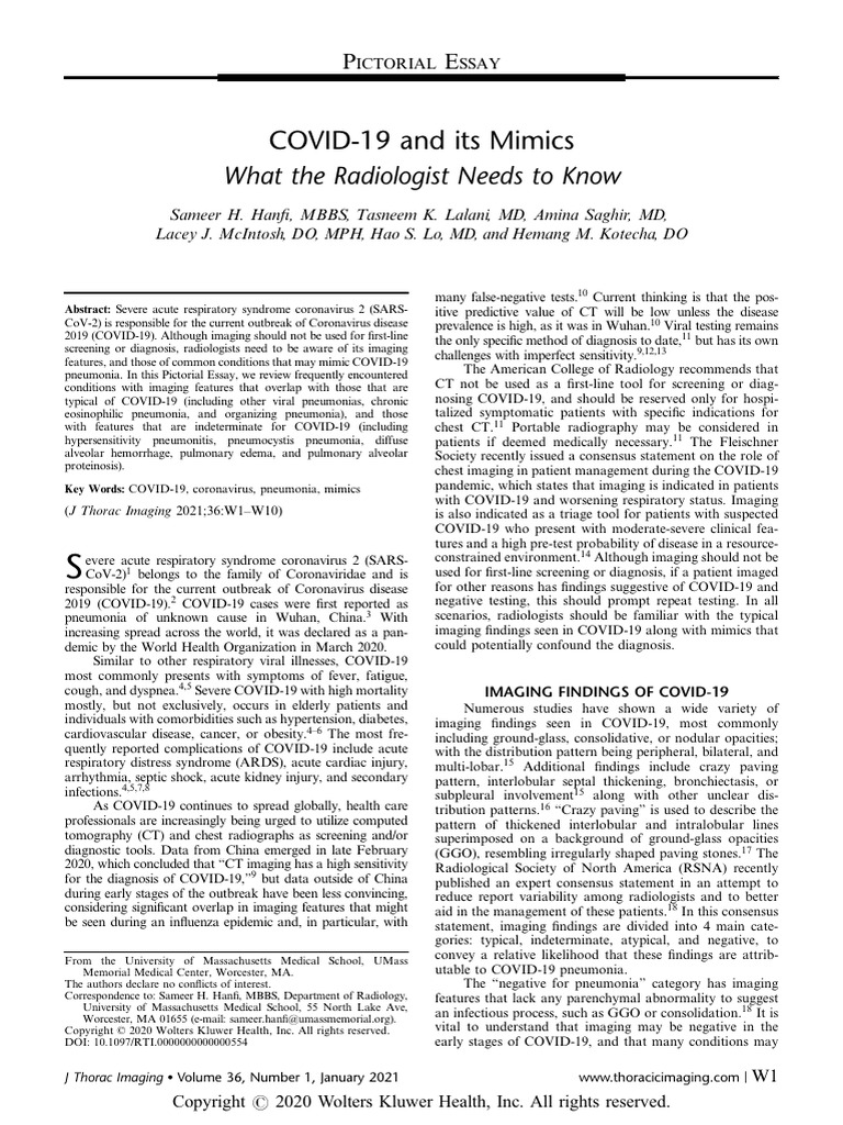 COVID 19 and Its Mimics What The Radiologist.10 | PDF | Pneumonia ...