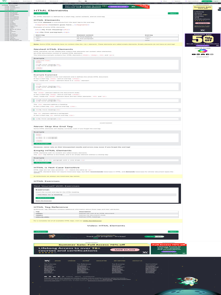 Html Elements Pdf Html Element Html 3743