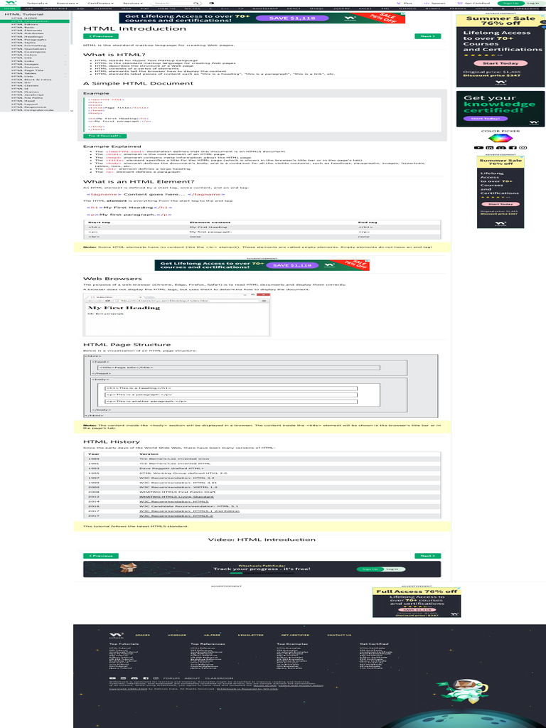 Introduction To HTML | PDF | Html | Html Element