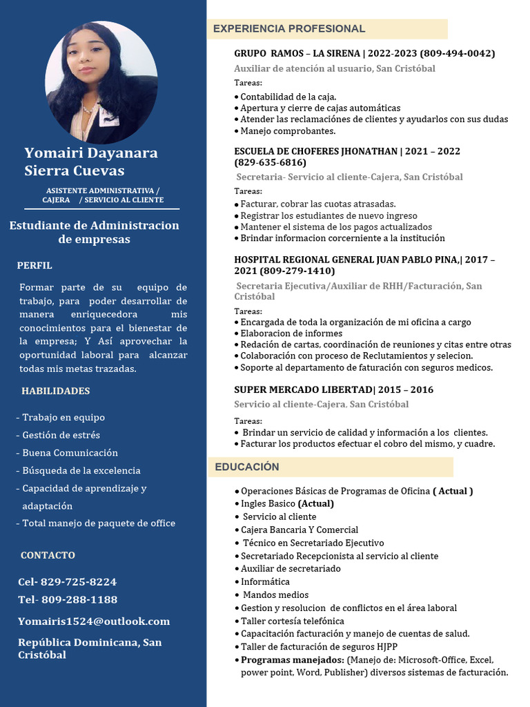 CV Yomairi D Sierra Cuevas | PDF | Informática