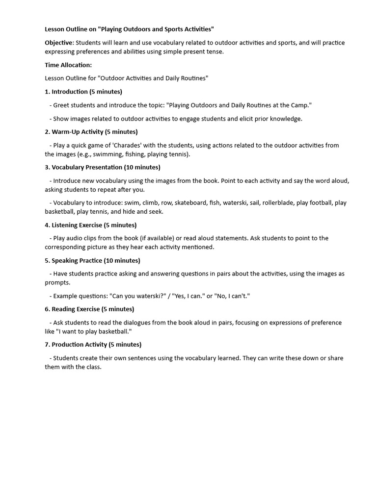 Task Lesson Outline | PDF