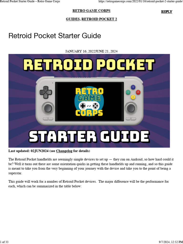Retroid Pocket Starter Guide - Retro Game Corps | PDF | Nintendo | Mobile App