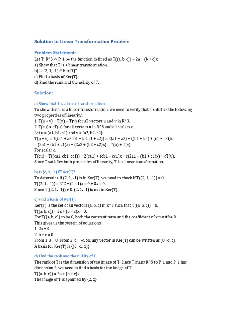 Linear_Transformation_Solution | PDF