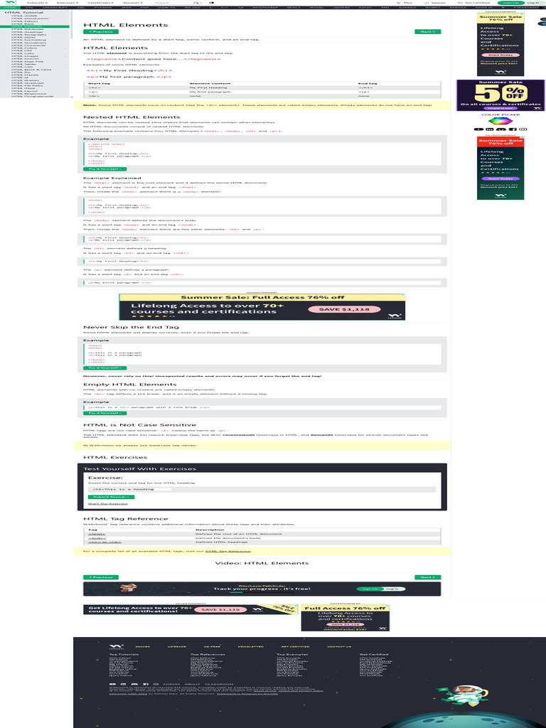 Html Elements Pdf Html Element Html 9201