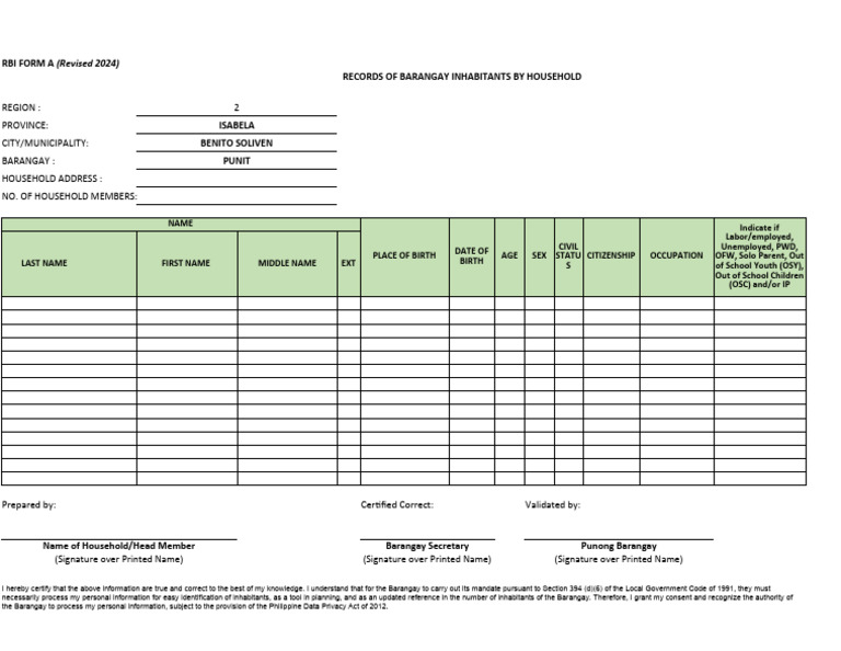 3 RBI FORM a by Household Revised 2024 | Download Free PDF | Justice ...