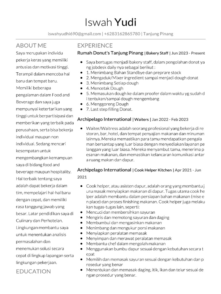 Iswah Yudi CV | PDF