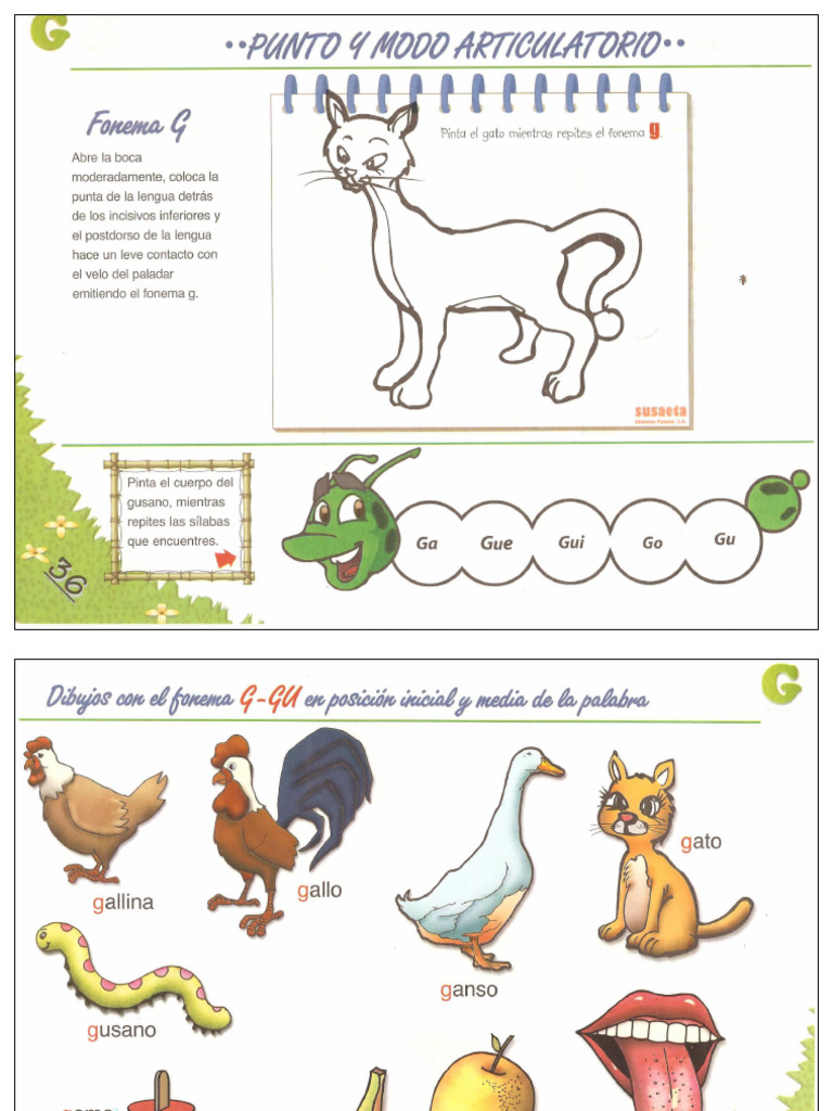 Ejercicios Fonema G | PDF