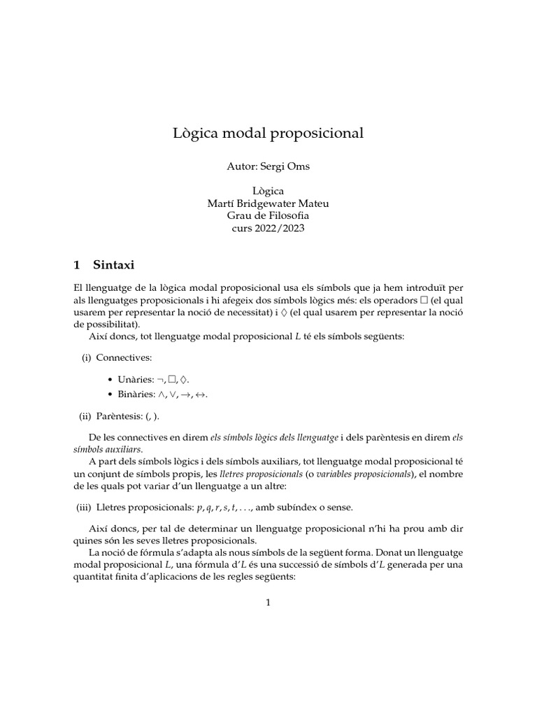 Lògica Modal | PDF