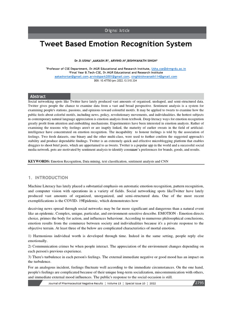 Tweet Emotion Detection | PDF | Machine Learning | Statistical ...