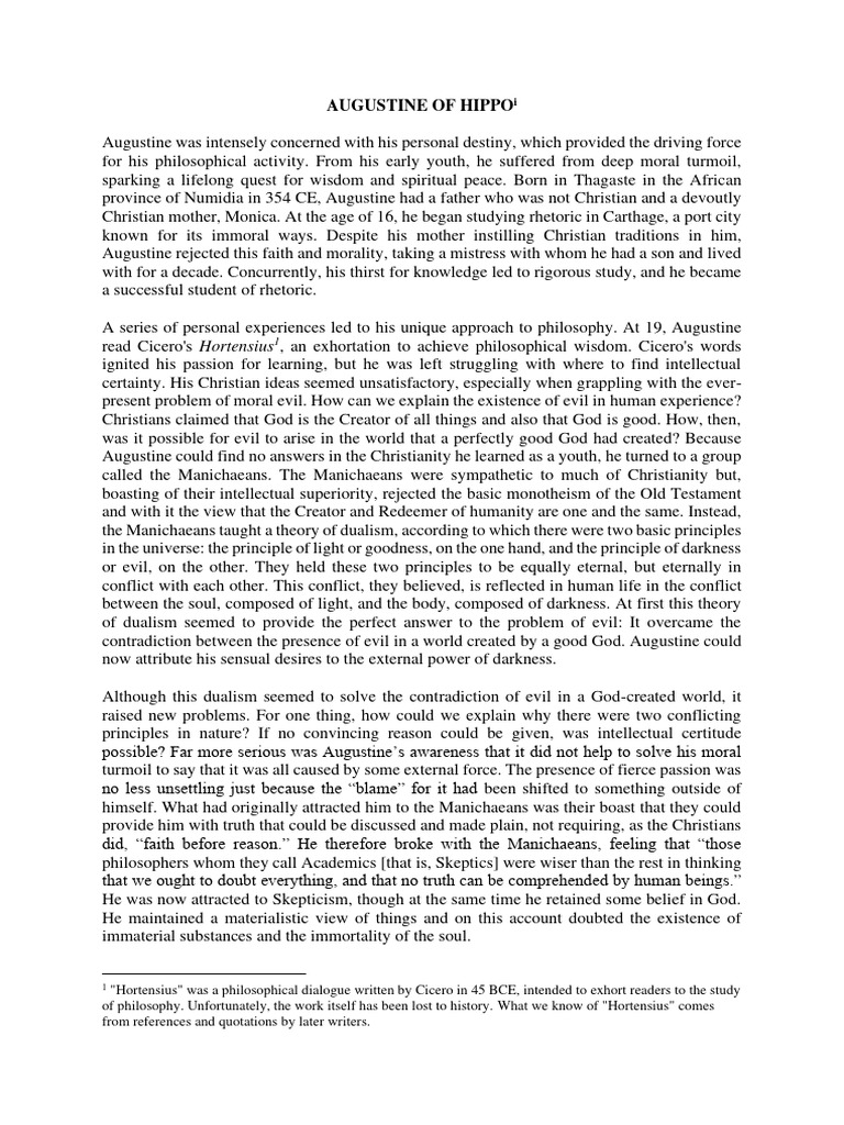IP - Topic 7 - Augustine of Hippo - Reading Assignment | PDF ...